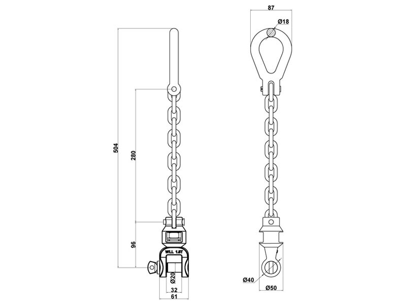 Swivel Shackle with Chain