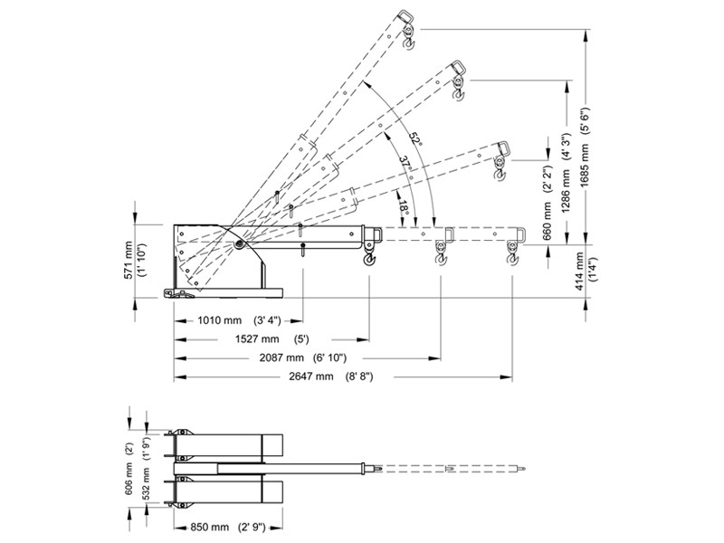 Pivot Forklift Jib PFB1-2600